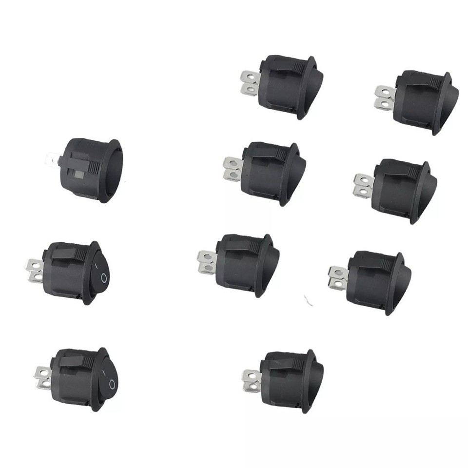 10Pcs 2 Pin Round Rocker Switch 6A 250V AC SPST Power Button for ...