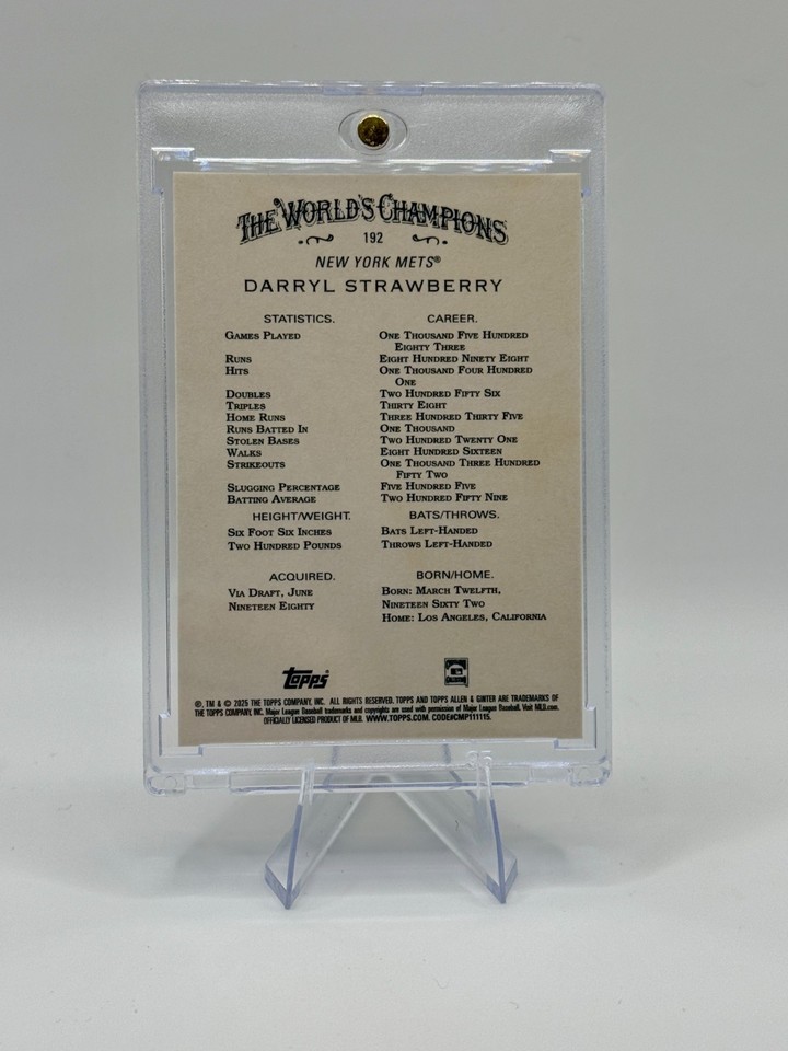 Darryl Strawberry #192 2025 Topps Allen and Ginter | eBay