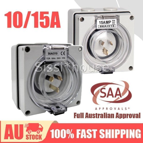 10 Amp 15A Power Inlet Weatherproof Motorhome Caravan 240V Electrical ...