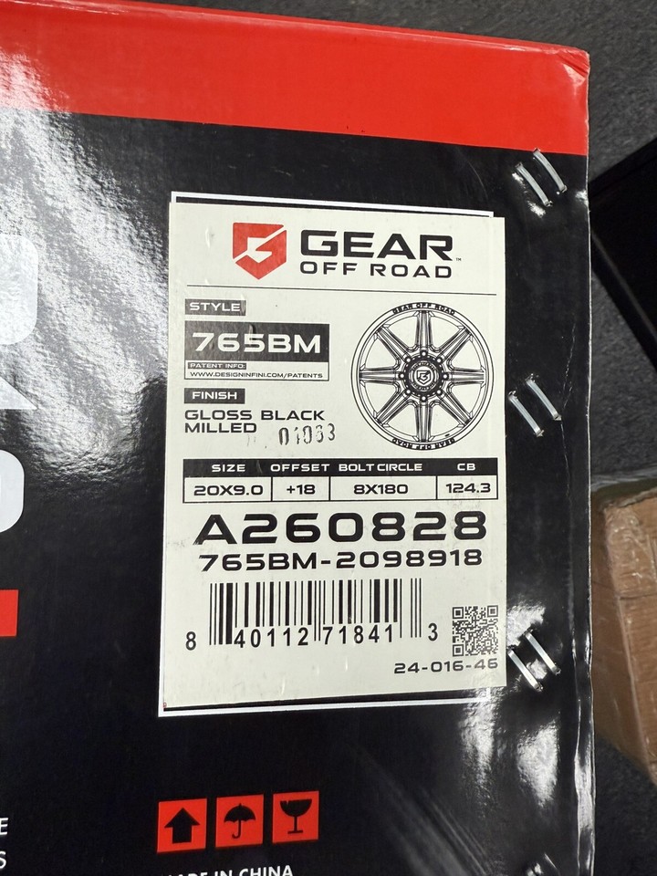 (Set of 4) Gear Off-Road 765BM Ridge 20x9 8x180 +18mm Black/Milled ...