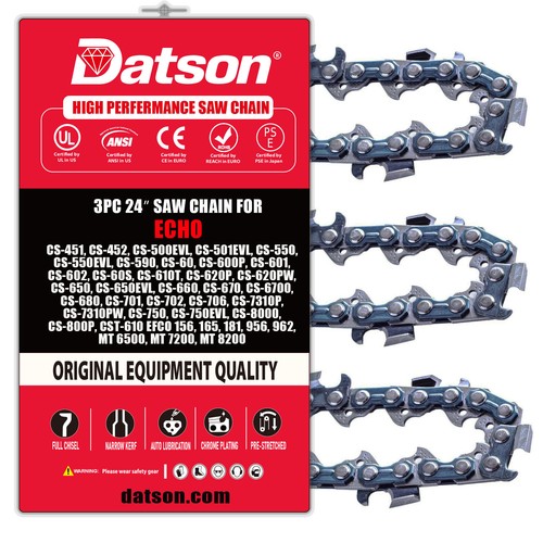 3PC,24" Chainsaw Chain FOR ECHO CS-550, CS-550EVL, CS-590, CS-60,3/8 ...