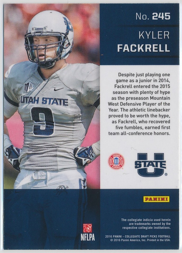 Kyler Fackrell - Utah State Aggies - 2016 Prizm Draft Picks Football ...