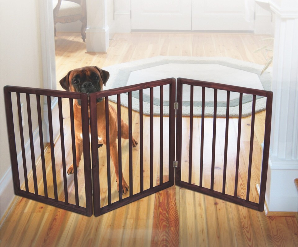 Folding Adjustable Wooden Pet Gate Z Pattern Design Dog 54" X 24" NEW ...