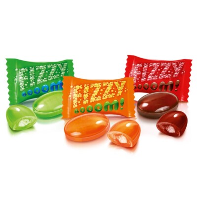 ROSHEN FIZZY BOOM Powder Filled Candies Sweets Cola Apple Orange 1kg ...