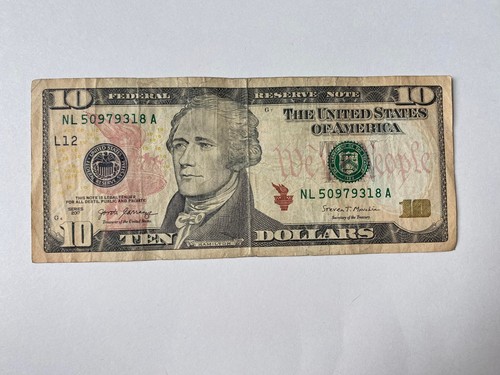 USA Real Money $10 paper money TEN DOLLARS Serial number NL 50979318 A ...