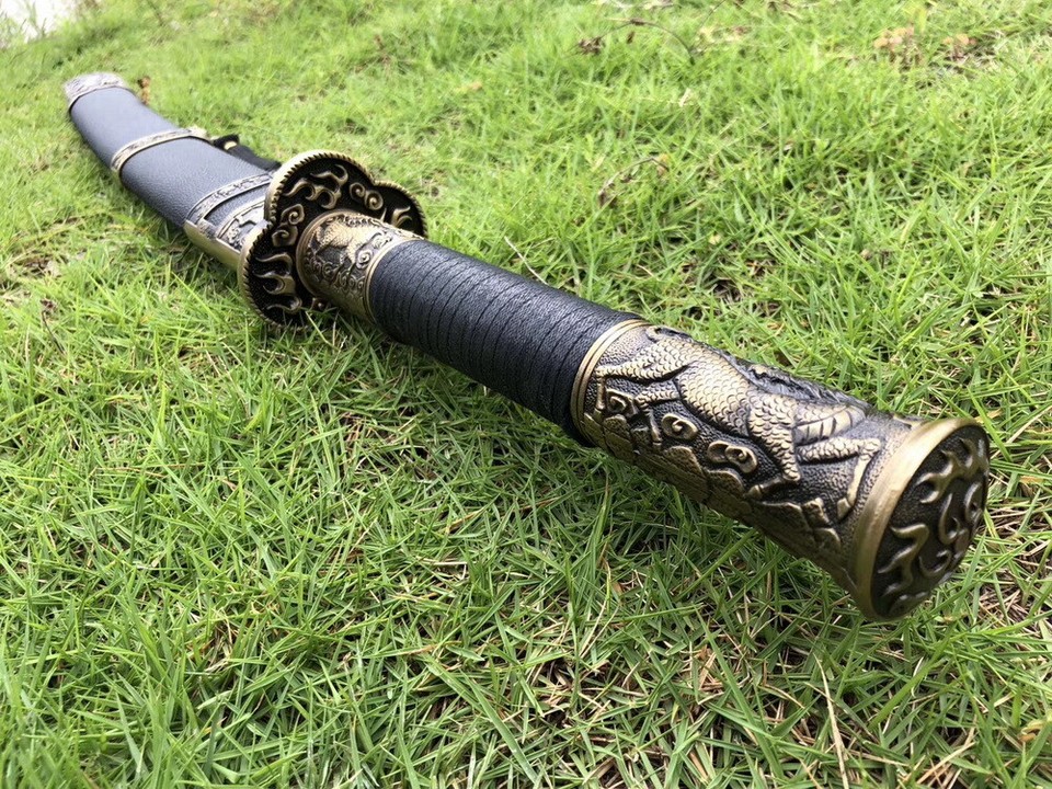 HAND FORGED HIGH MANGANESE STEEL BROADSWORD CHINESE KUNG FU KIRIN SWORD ...