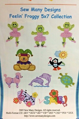 SEW MANY DESIGNS MACHINE EMBROIDERY- FEELIN' FROGGY-- SHOP COPY | eBay