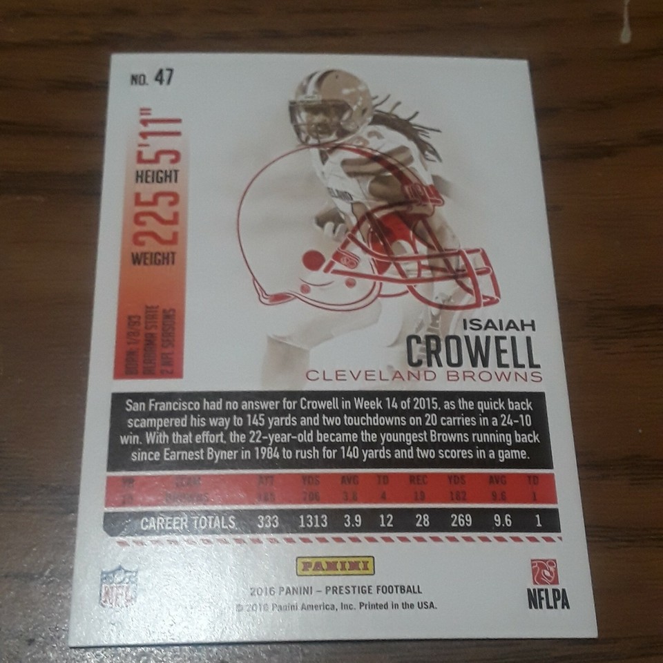 2016 Prestige Isaiah Crowell Cleveland Browns Running Back #47 | eBay