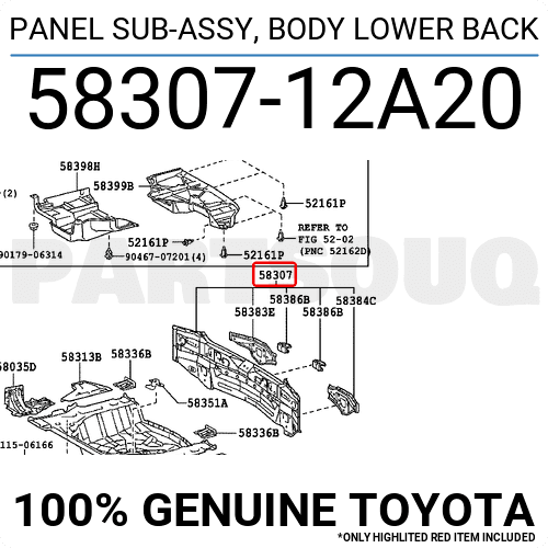 5830712A20 Genuine Toyota PANEL SUB-ASSY, BODY LOWER BACK 58307-12A20 ...
