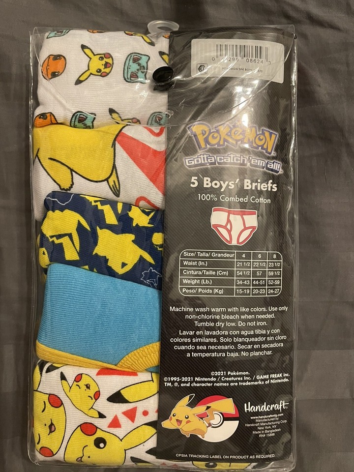 Boys Pokemon Gotta Catch ‘Em All Briefs Size 8 Package of 5 Briefs New ...