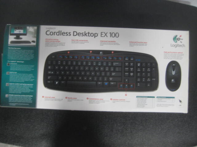 Logitech Cordless Desktop EX100 Keyboard and Mouse Keyboard Wireless ...