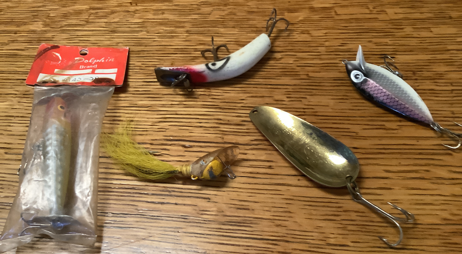 Lot Of 5 Vintage Lures Dolphin Lazy Ike,jig A Do ,Nebco,thin Fin | eBay