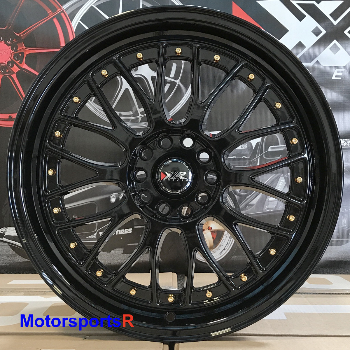 XXR 521 Black Gold Rivets 18 Rims Wheels Staggered 5x114.3 Fit 09 18 ...