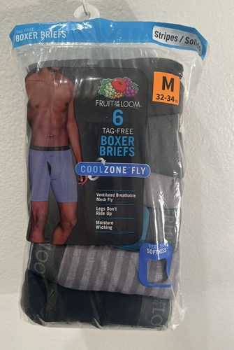 Fruit of the Loom Boxer Briefs Cool Zone Fly 6 Pack Size M 32-34 inches ...