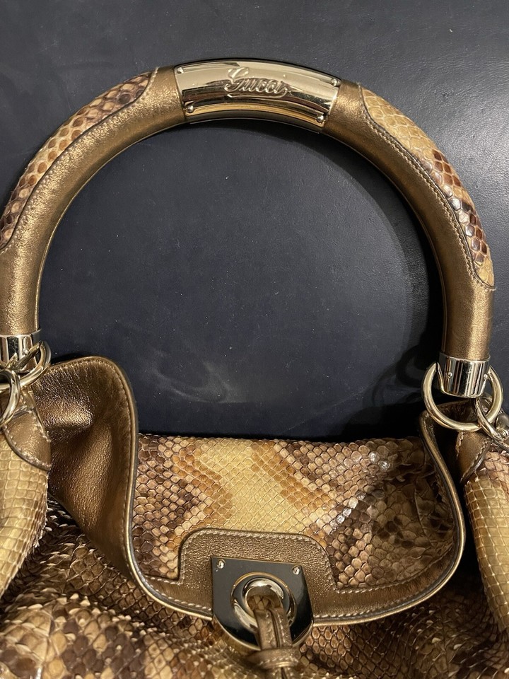 Rare Gucci Python Bag Vintage Limited Ed. 2006 Pitone Reticolato Bamboo ...