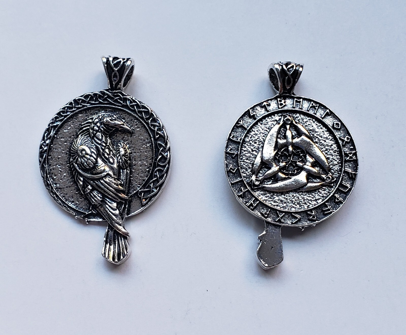 Sale 2-3pcs Exclusive Design Viking Raven Amulet Big 2 face Pendant for ...