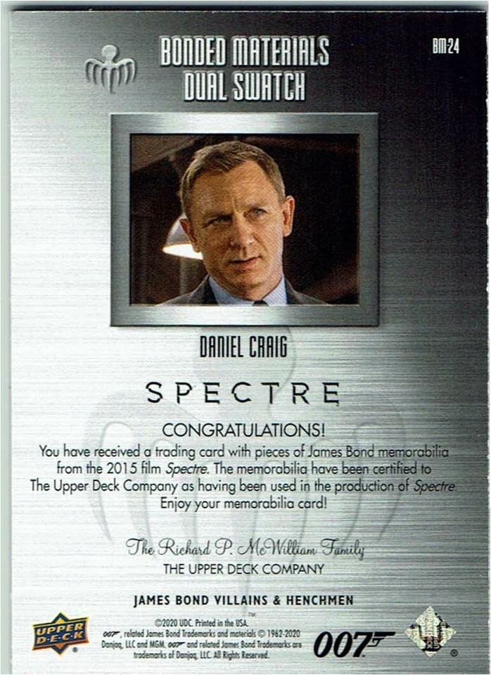 James Bond Villains & Henchmen Bonded Materials BM-24 Daniel Craig ...