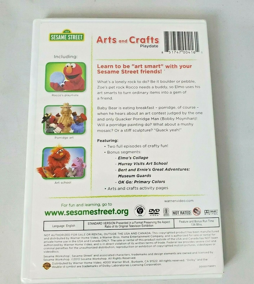 Sesame Street: Arts and Crafts Playdate (DVD, 2013) 2 Episodes; Bonus ...