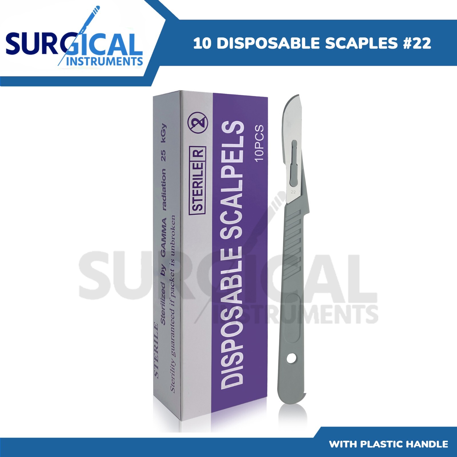 (Lot of 10) Dermaplaning Disposable Scalpel Blade No. 22 with BP Handle ...