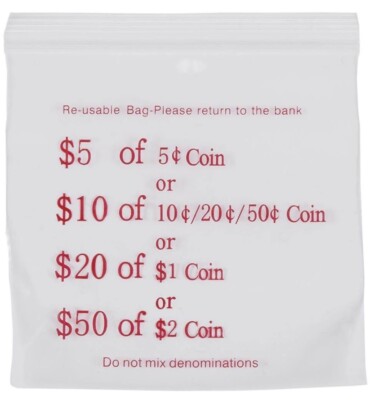 20 Pack Coin Bag Money Bags Plastic Ziplock Resealable-Brand New-Free ...