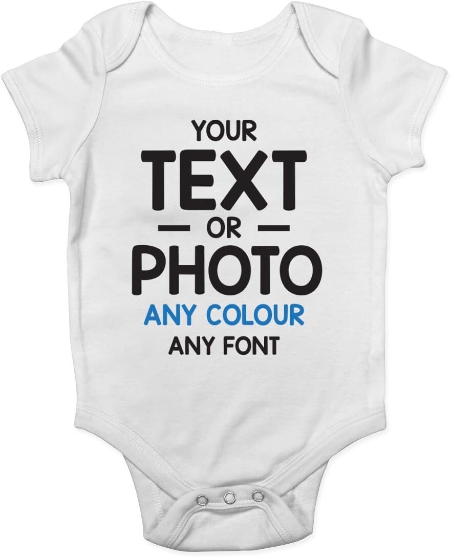 Personalised Custom Made Baby Vest, Baby Grow, 5 Sizes - New Born to 24 ...