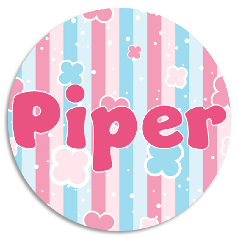 Piper - 10 Pack Circle Stickers 3 Inch - Name Tag Water Bottle School ...