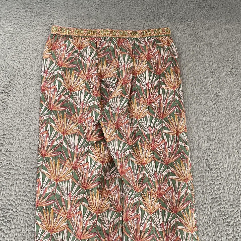 World Market Pants Womens L/XL Green Floral Boho Yogi Tassels Travel ...