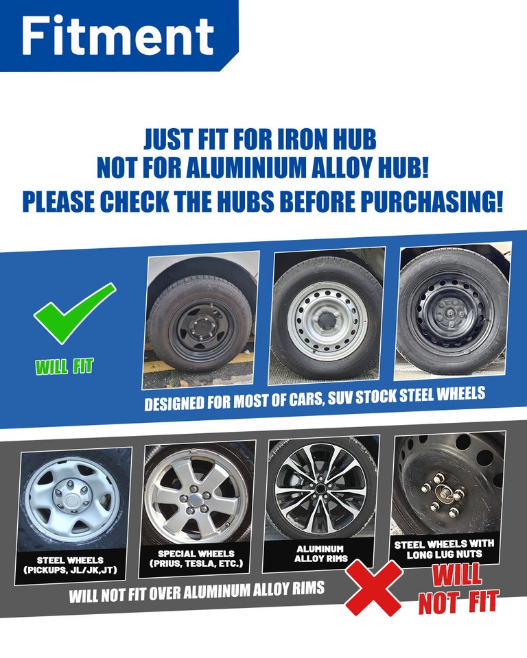 Set of 4 Silver Universal Wheel Cover Snap On Hub Caps For Car R15 ...