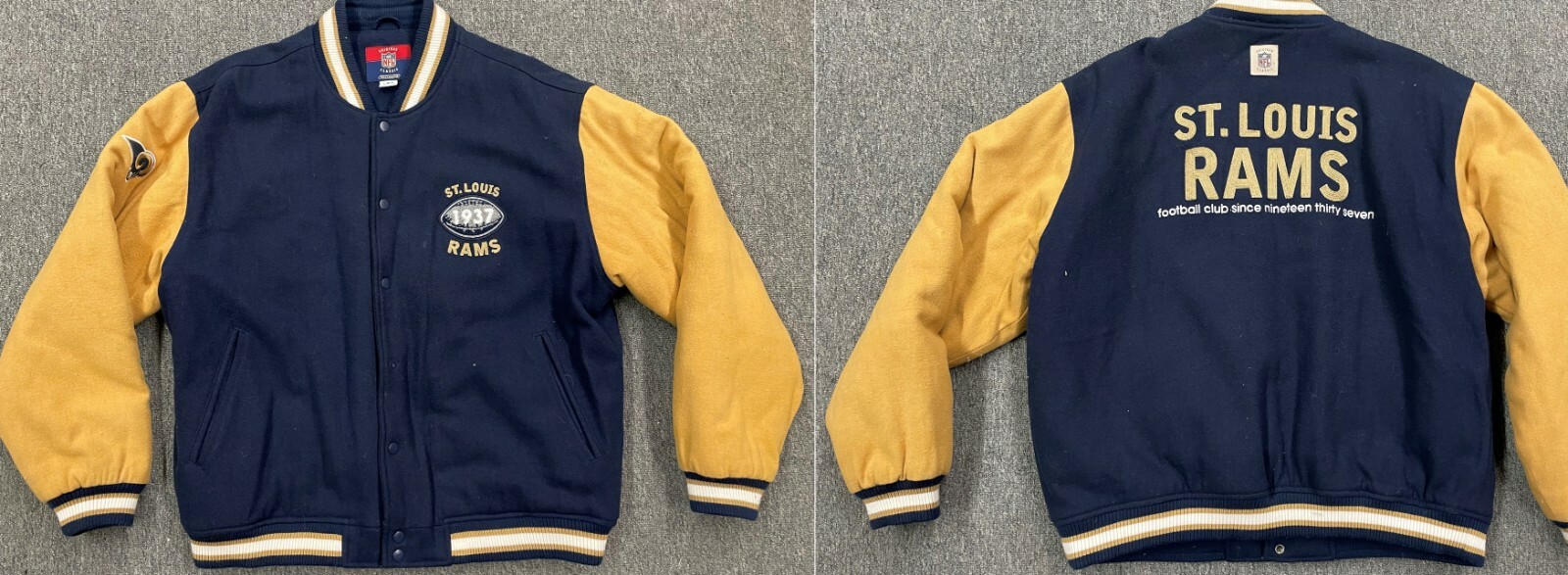 RARE REEBOK NFL GRIDIRON CLASSIC 1937 ST Louis RAMS Throwback Varsity ...