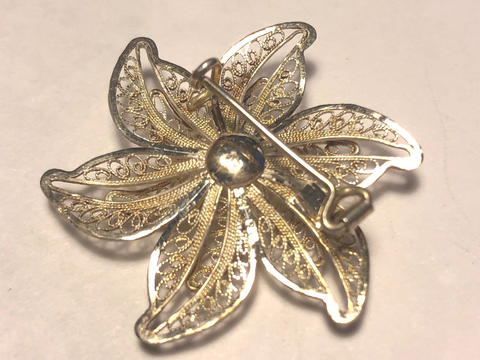 STERLING SILVER 925 ART FILIGREE FLOWER PIN BROOCH | eBay
