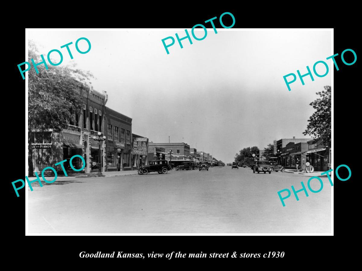 OLD LARGE HISTORIC PHOTO OF GOODLAND KANSAS THE MAIN STREET & STORES ...