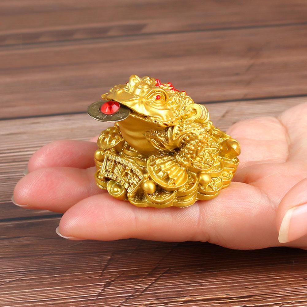 Toad Money LUCKY Fortune Golden Frog Toad Coin Ornaments Office ...