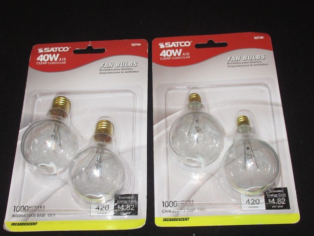SATCO Candelabra A15 Incandescent Ceiling Fan Light Bulb S2740 for sale ...