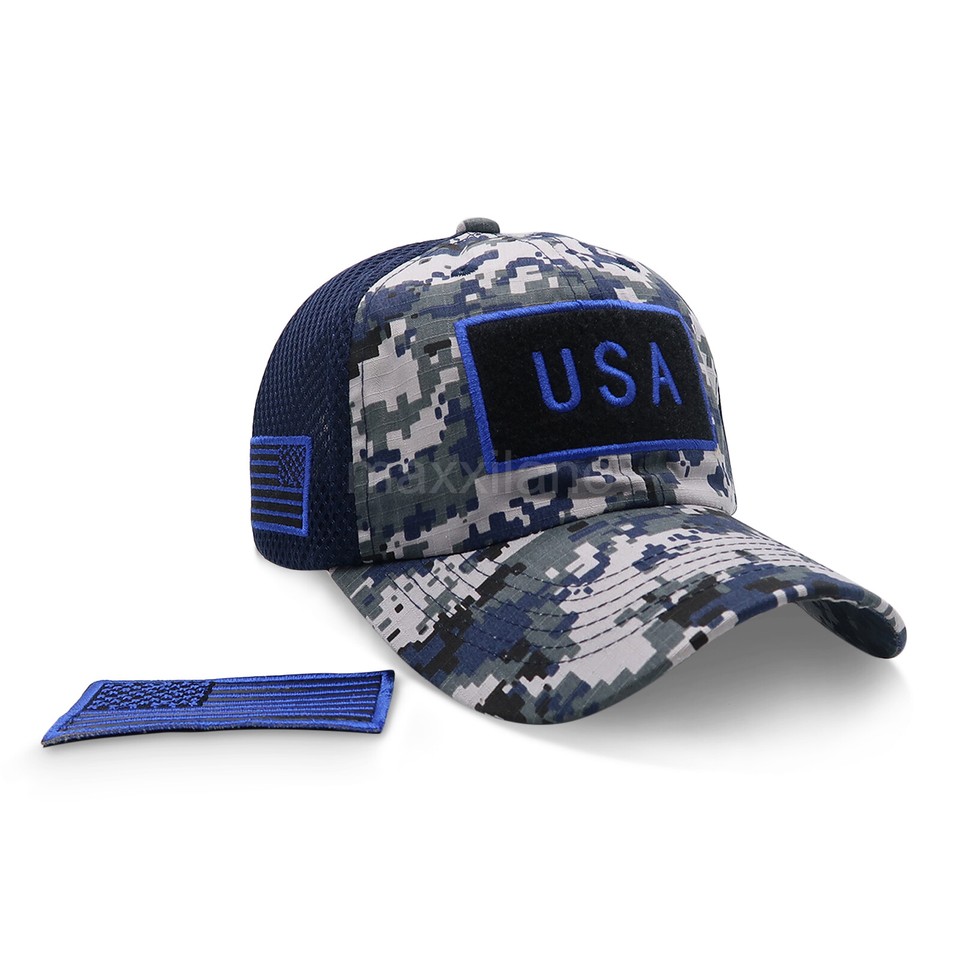 Baseball Cap USA Flag American Men Hat Detachable Patch Mesh Tactical ...