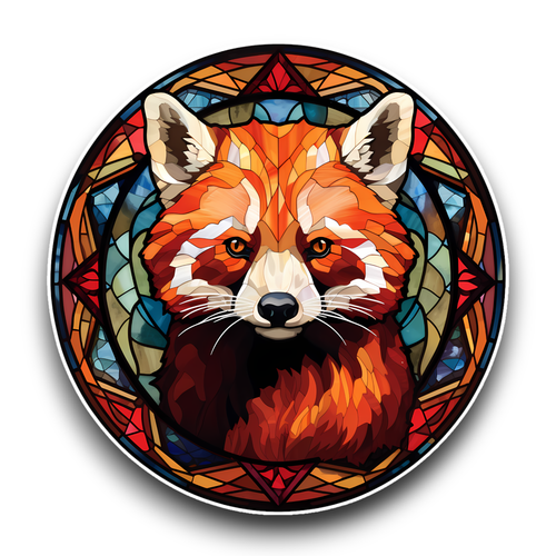 Cute Red Panda Animal Stained Glass Window Opaque Vinyl Sticker Decal ...