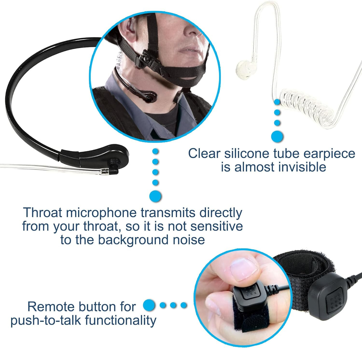 4-Pack HQRP Headset PTT Throat Mic for Kenwood Protalk XLS FreeTalk XLS ...