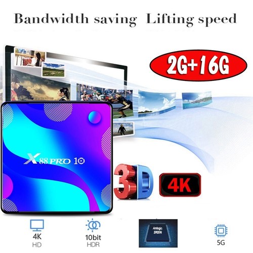 X88 Pro 10 Android 11.0 16G+2G Tv Box 4K Rk3318 Wifi Bt Media Player ...
