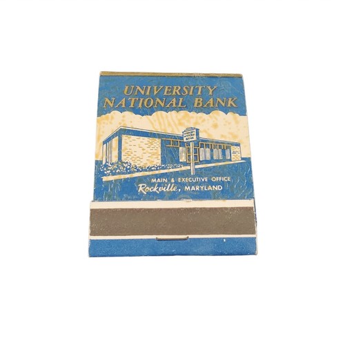 Vintage University National Bank Rockville, MD Matchbook-Unused ...