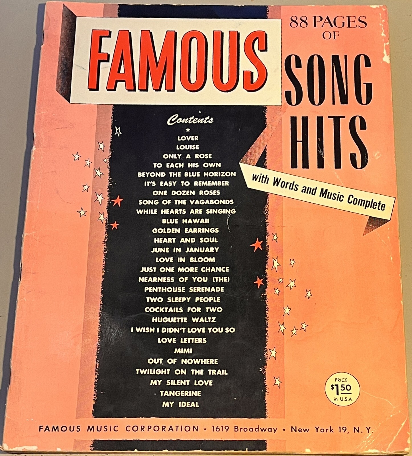 FAMOUS - 88 Pages of Song Hits 1954 Songbook - Famous Music Corp. | eBay