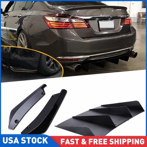 For Nissan Sentra Rear Bumper Diffuser 4-Fin Spoiler Lip Splitter+Rear ...