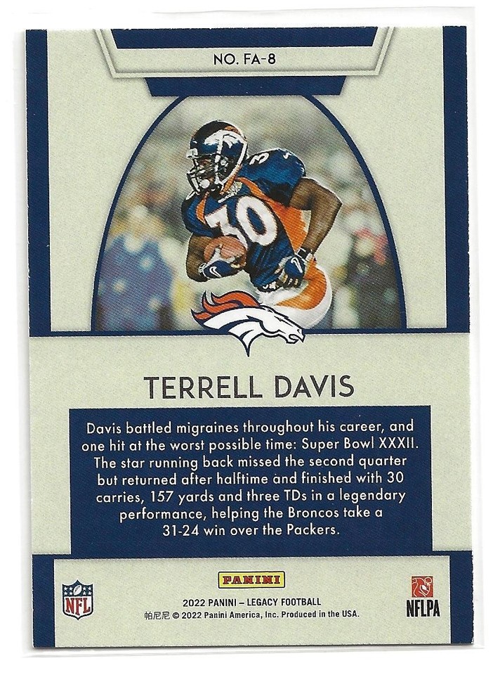 2022 Panini Legacy Terrell Davis For The Ages Insert Card | eBay