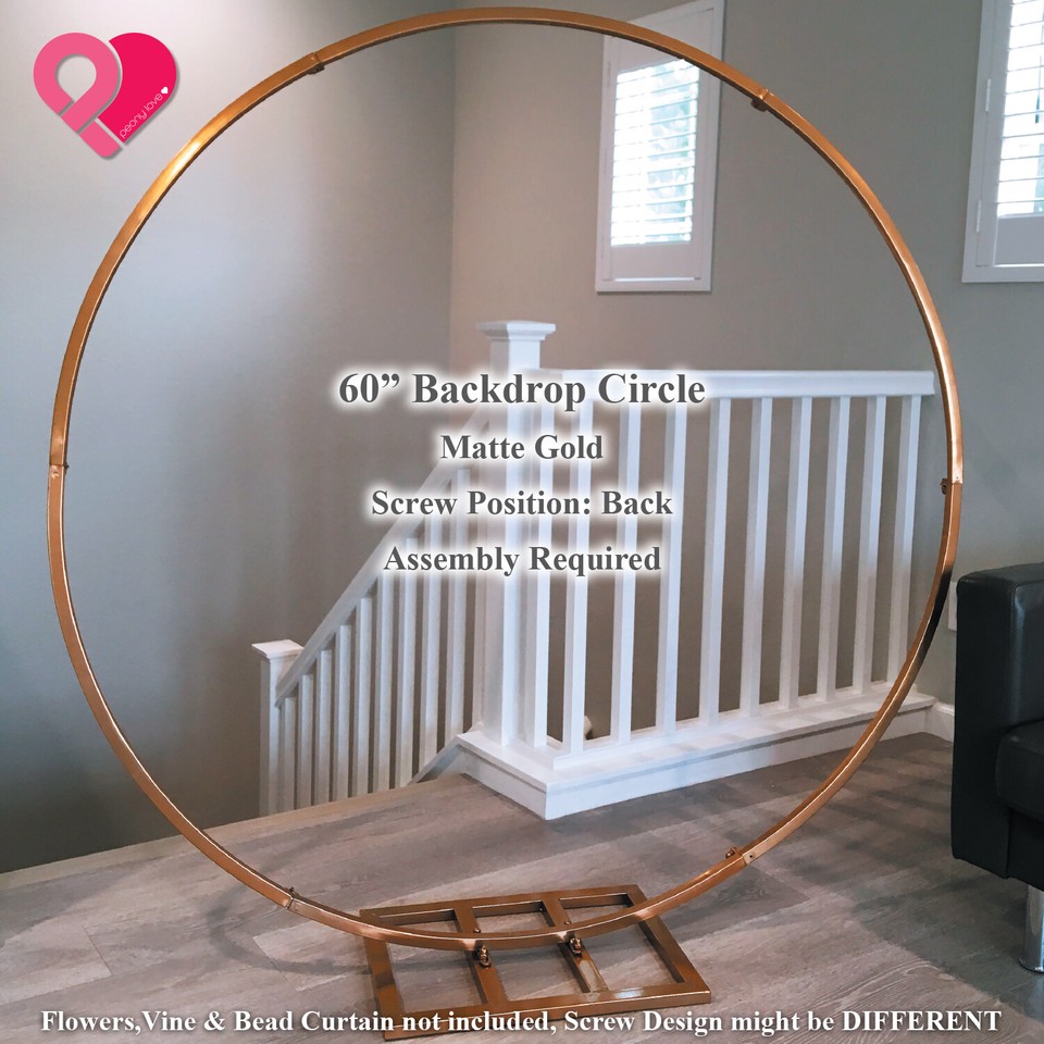 Round Circle Wedding Arch Backdrop Gold Silver Wreath Hoop Centerpiece ...