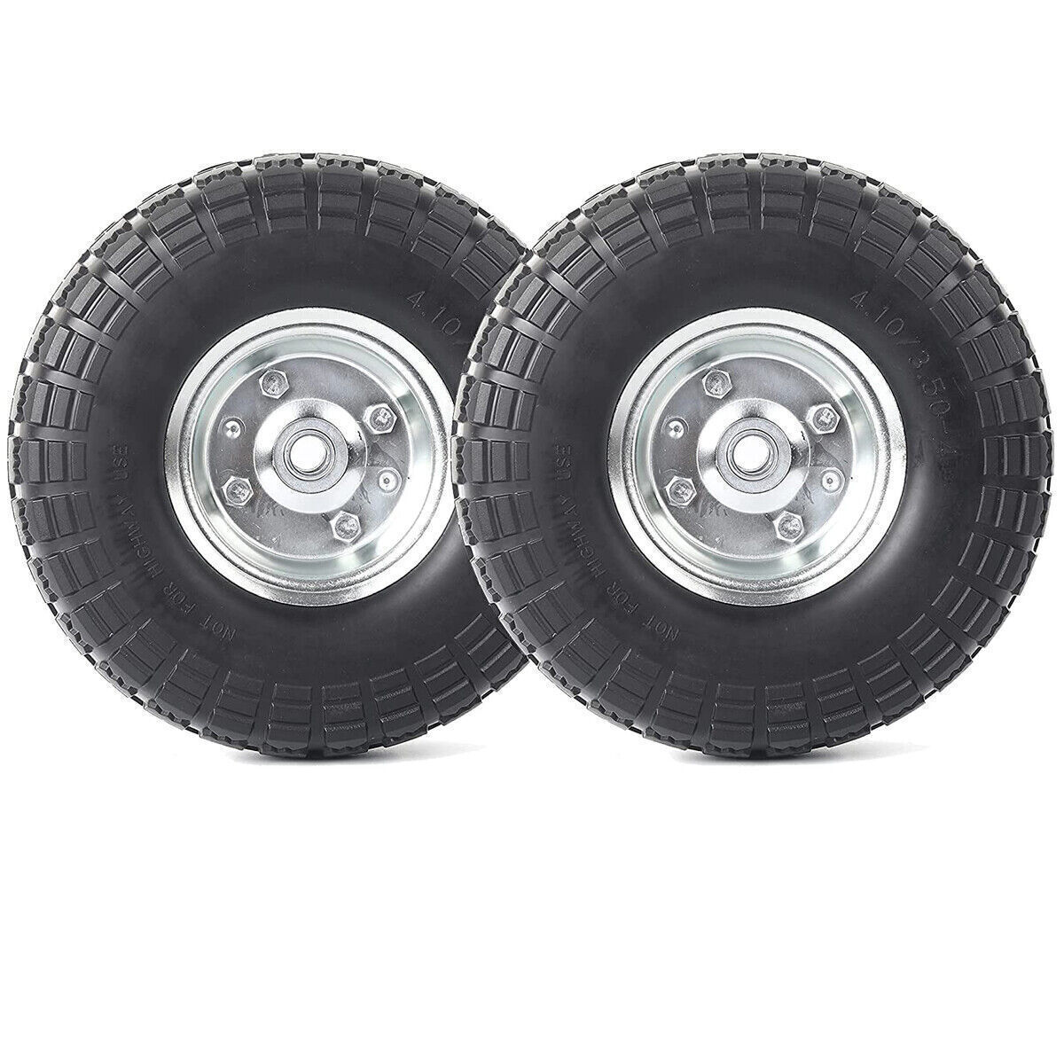 10" Solid Rubber Tires Wheels 4.10/3.50-4" 5/8" Bearing for Gorilla ...