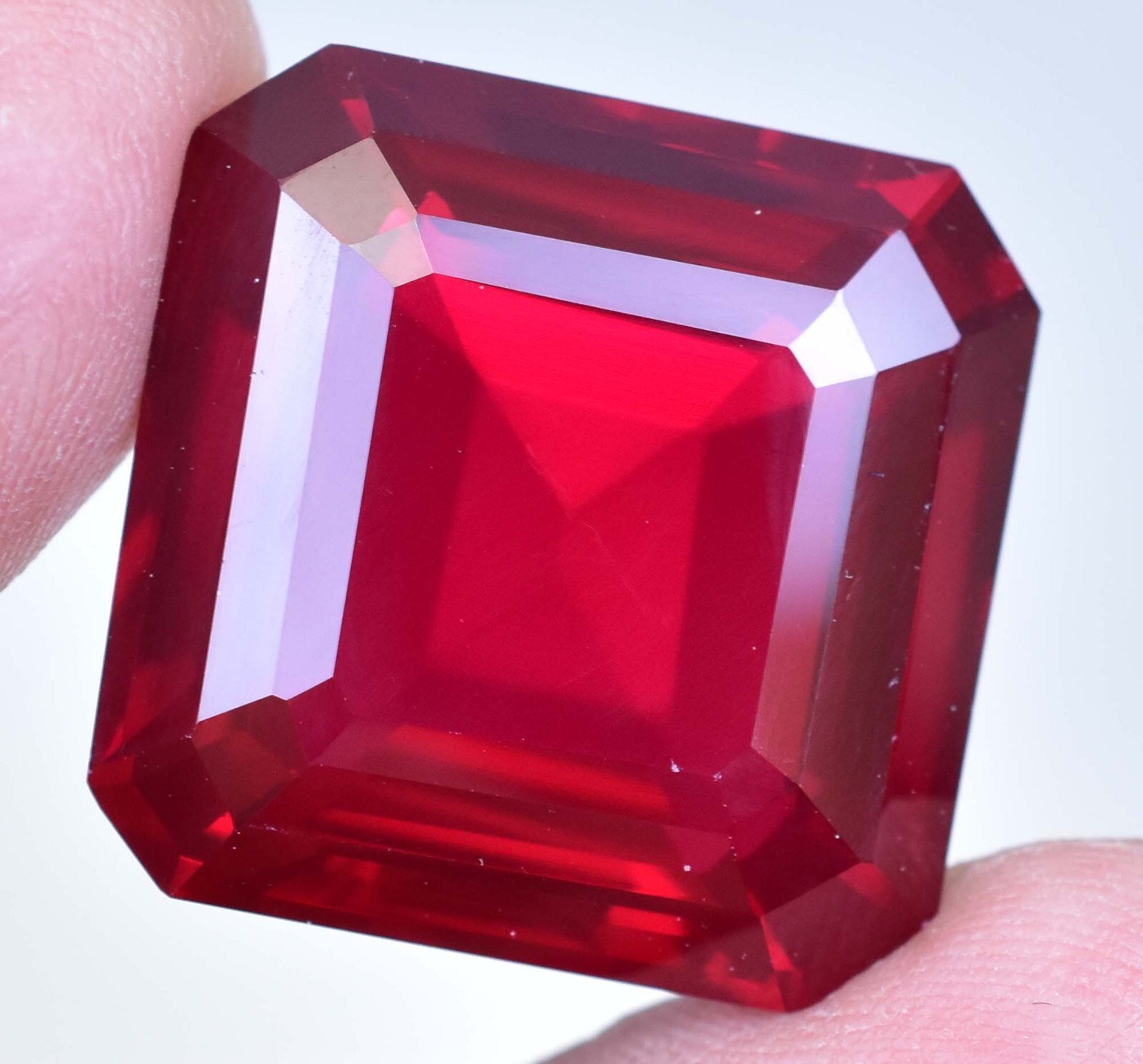 64.85 Ct Natural Mozambique Blood Red Ruby Certified Flawless Octagon ...