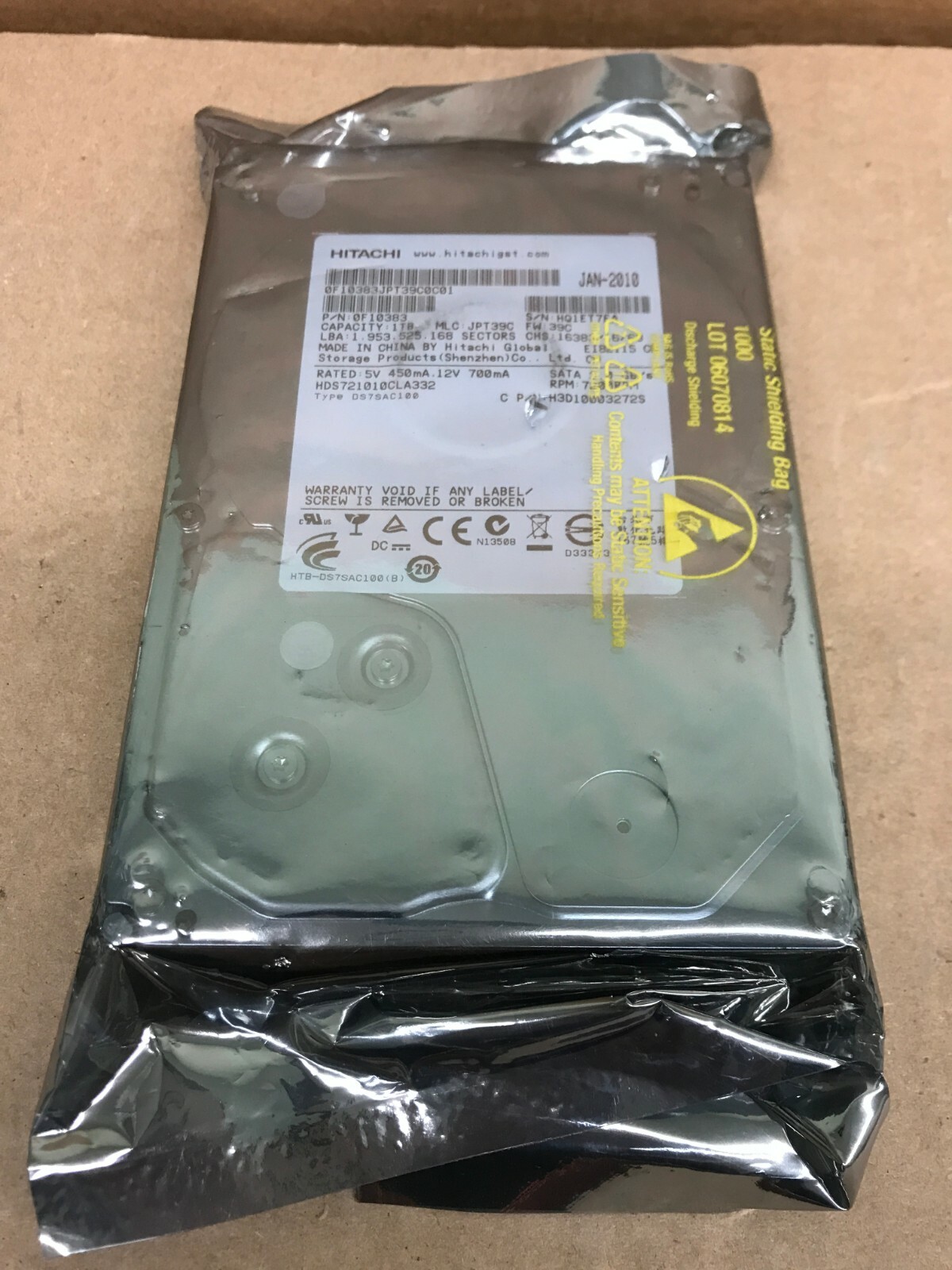 Hitachi 1TB 7200RPM SATA Hard Drive PN 0F10383 HDS721010CLA332 | eBay