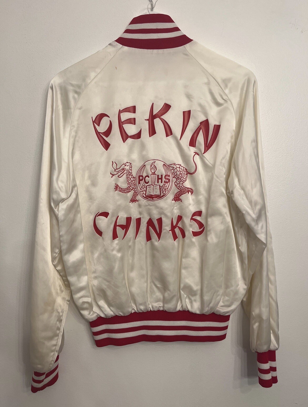 VINTAGE 1970s PEKIN CHINKS HIGH SCHOOL ILLINOIS SATIN… - Gem
