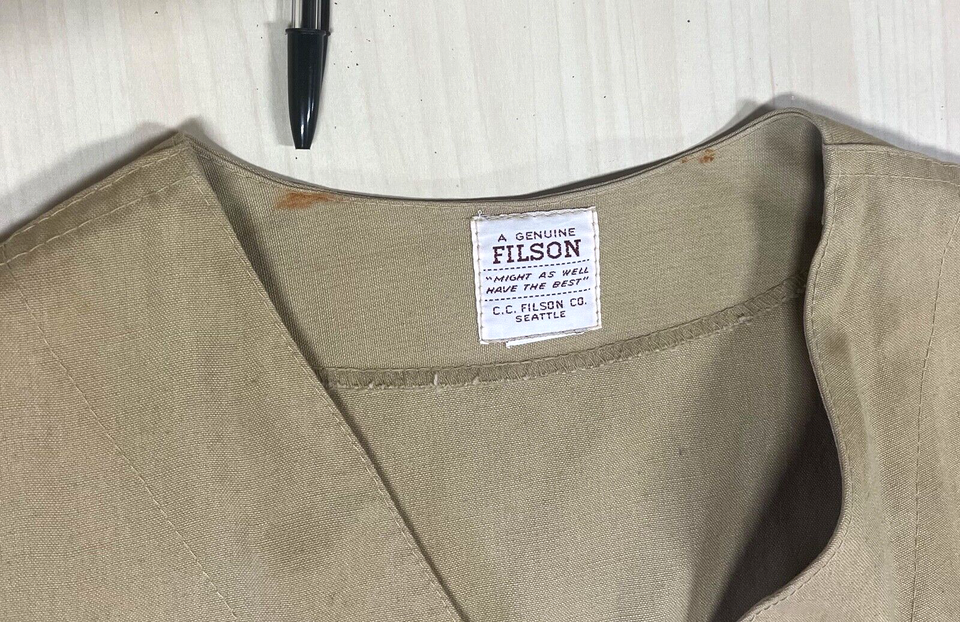 Vintage Filson Tin Cloth Timber Cruiser Hunting Work Vest Men's 48 Tan ...