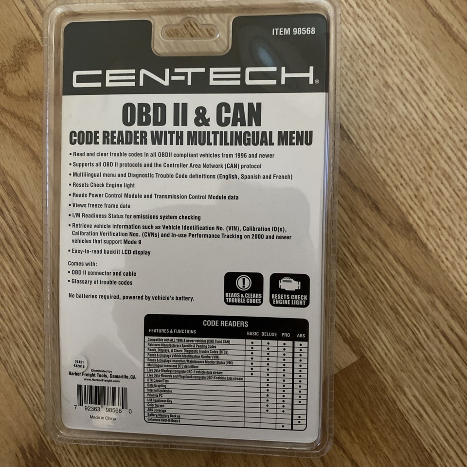 CEN-TECH OBD 2 CAN OBD2 Scanner Automotive Engine Fault Code Reader ...