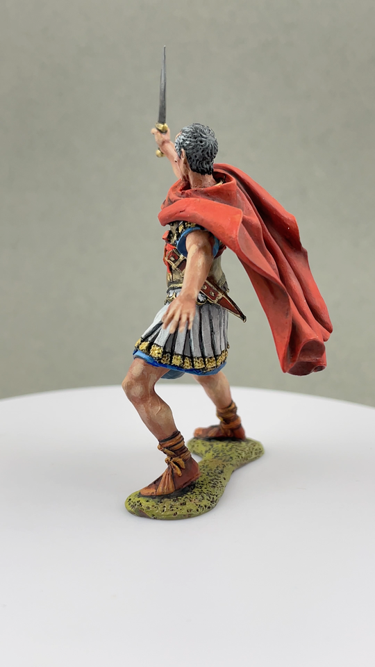 Julius Caesar figurine 54 mm 1/32, Painted tin miniature, Roman soldier ...
