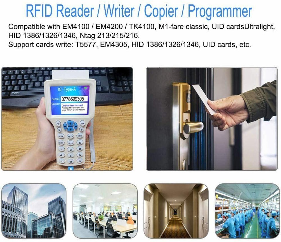 10 Frequency Copy Encrypted NFC Smart Card RFID Copier ID/IC Reader ...